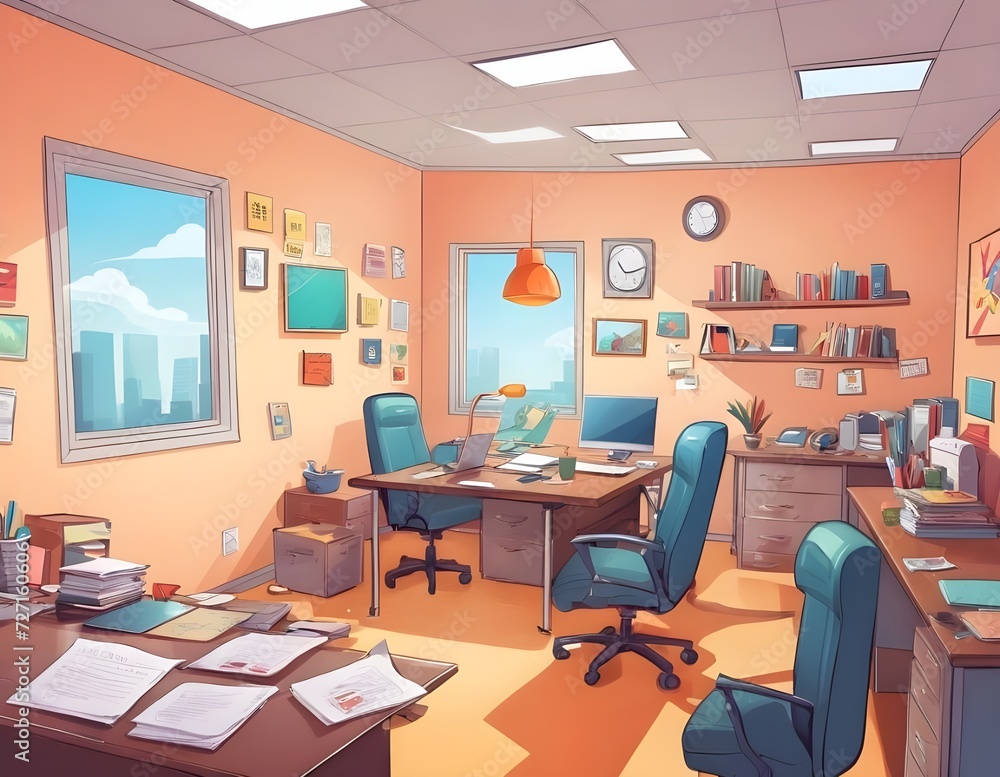 cartoon background office Stock Illustration | Adobe Stock