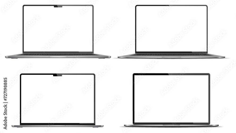 Realistic laptop mockup with blank screen isolated on transparent ...