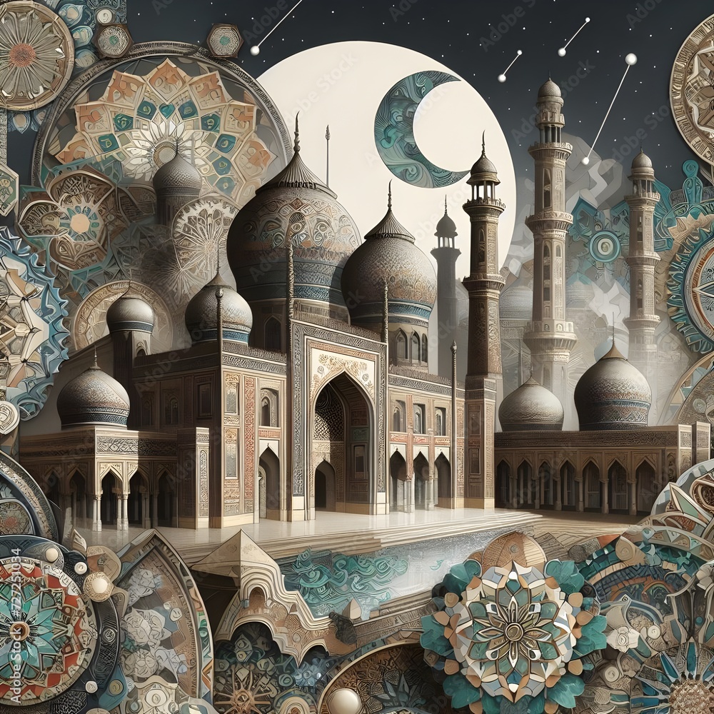 The essence of middle eastern architecture in a collage that combines ...