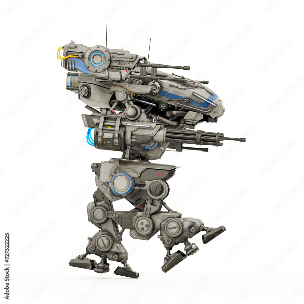 Ilustración de Stock mega mech enforcer is walking on side view | Adobe ...