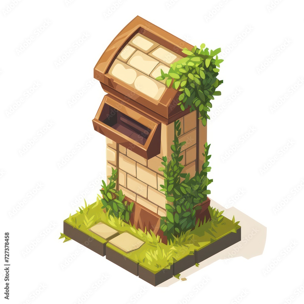 Isometric low-poly mailbox, featuring cartoon-style design and ...