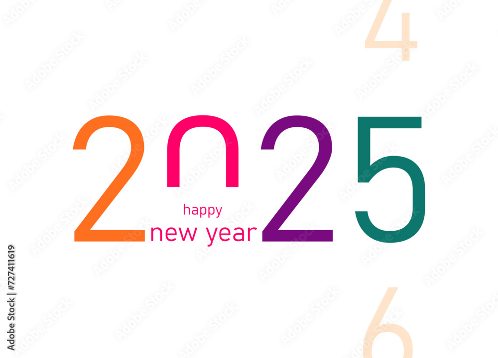 2025 logo text design. 2025 number design template. Happy New Year 2025 ...