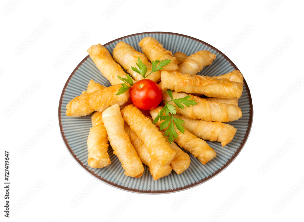 Fried pastry wrapped in cheese in phyllo. Pie in the form of a roll ...