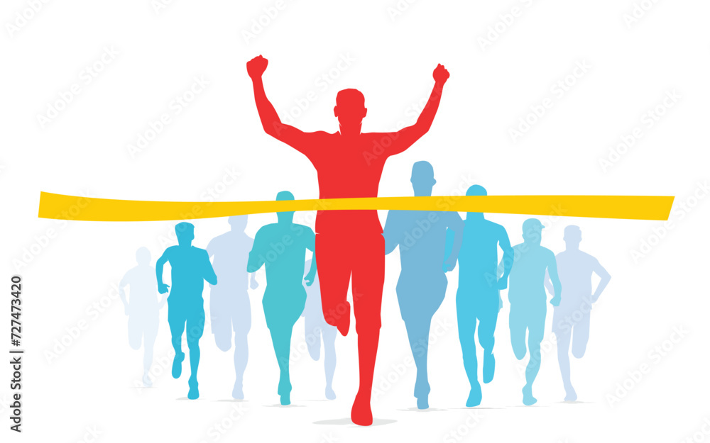 Great simple vector editable finish line marathon winner reaching ...
