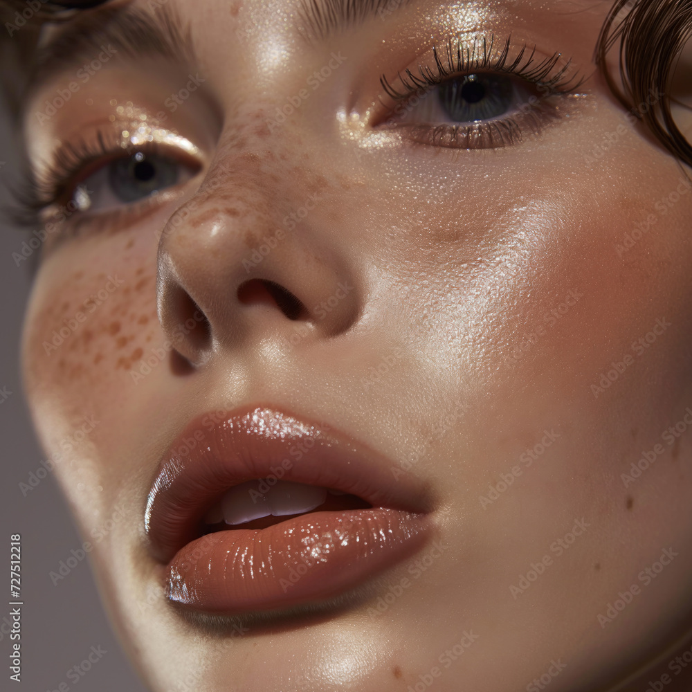 Lipstick Makeup Advertising , close up Lips. Red, website advertising ...