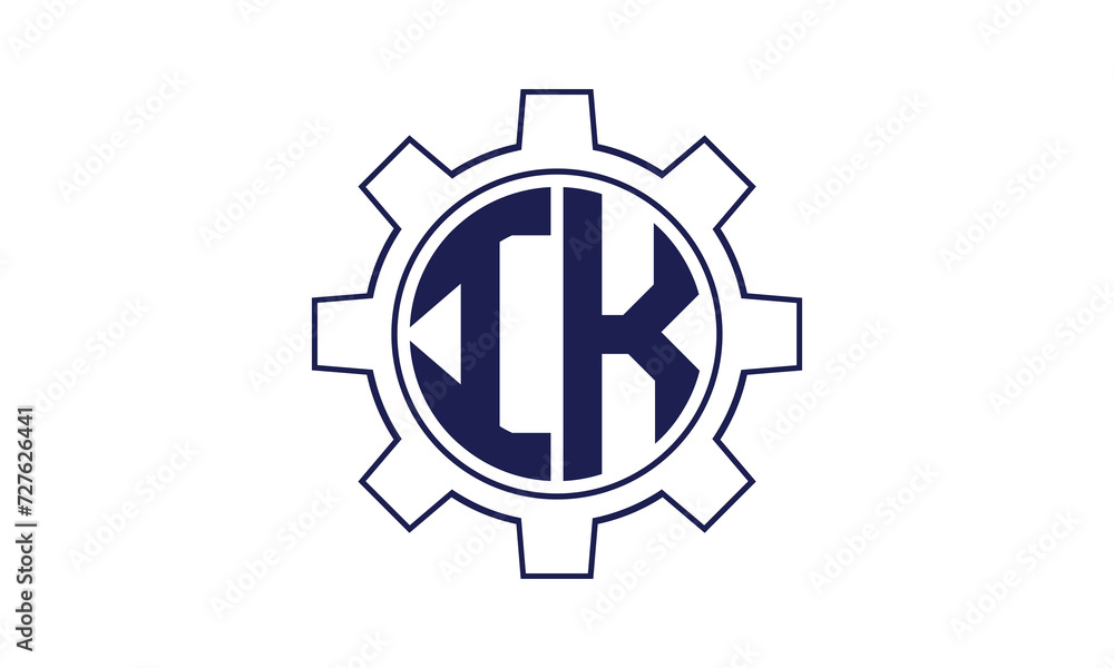 IK initial letter mechanical circle logo design vector template ...