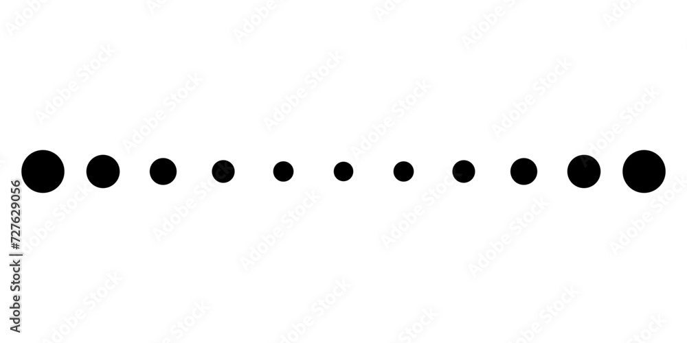 Dot line. Dotted divider pattern. Circle point pattern. Black graphic ...