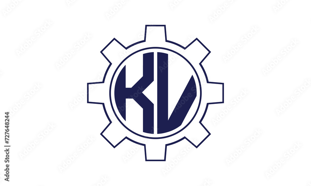 KV initial letter mechanical circle logo design vector template ...