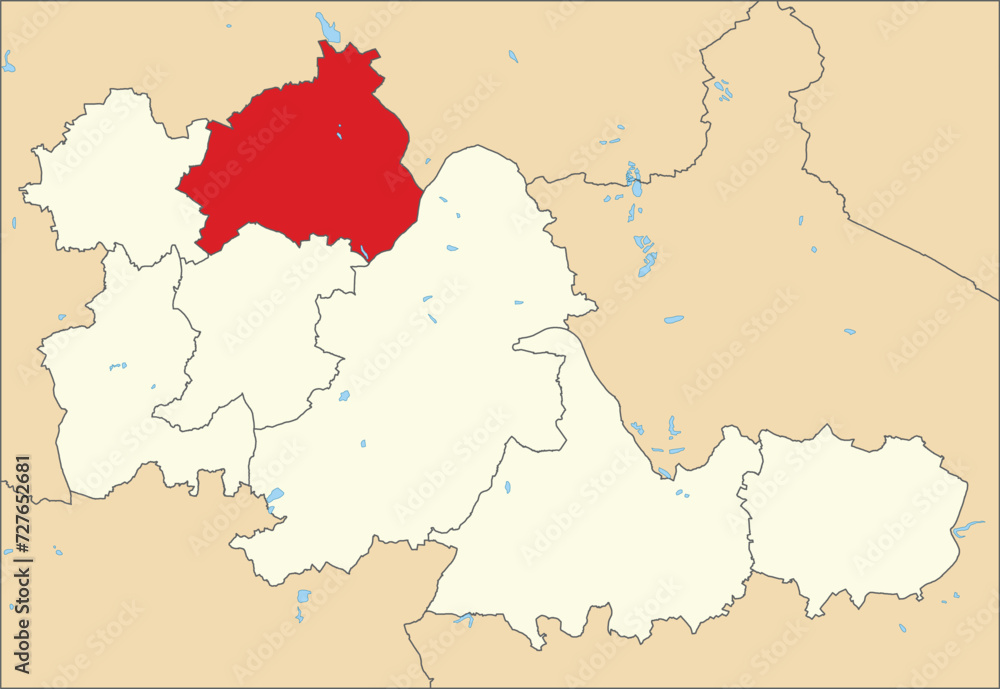 Red flat blank highlighted location map of the METROPOLITAN BOROUGH OF ...