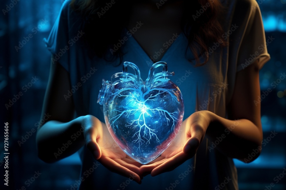 Glowing human heart - symbolic image illustrating love, healing, and ...