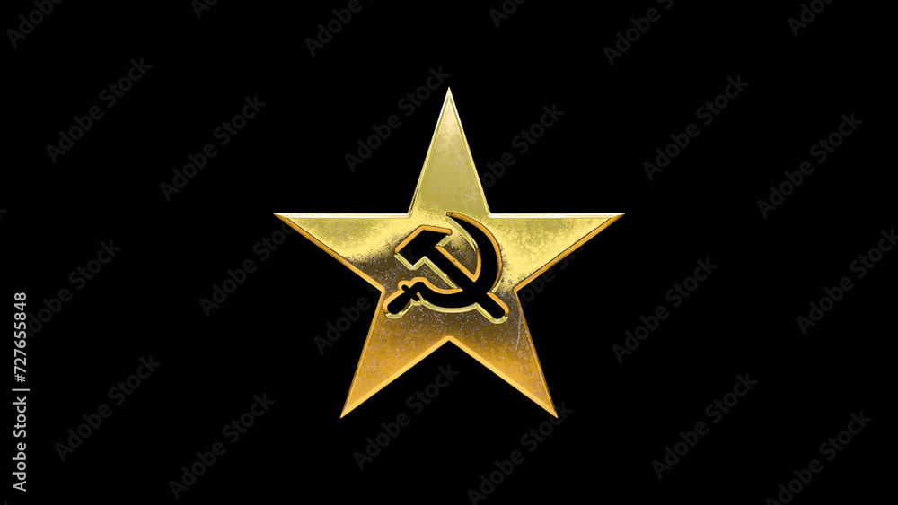 Gold icon cut out Soviet Union Hammer and sickle Communism Communist ...