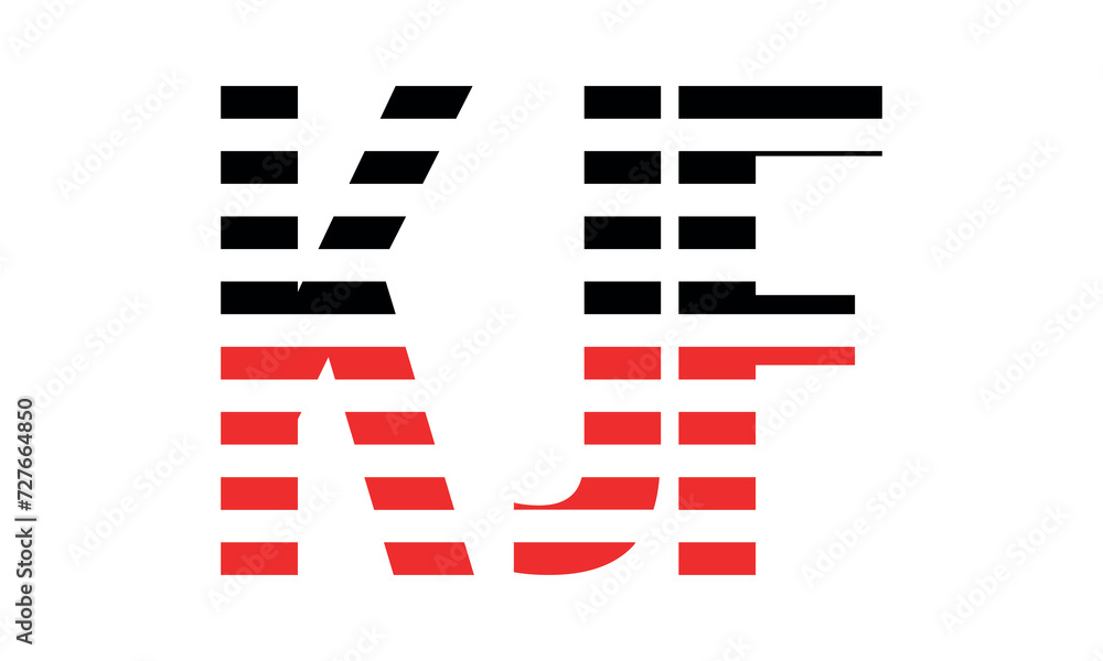 KJF three initial letter iconic line negative space minimal logo design ...