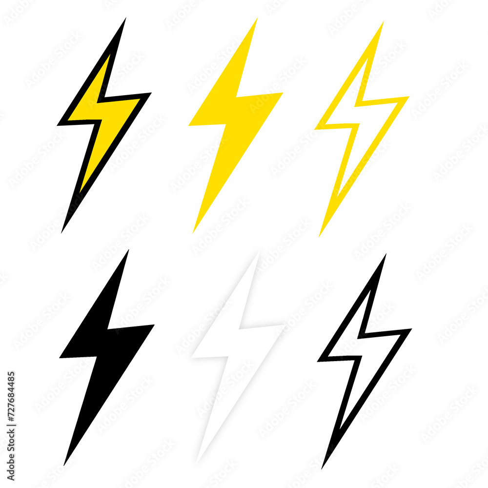 voltage sign lightning bolt icon set element transparent png file ...