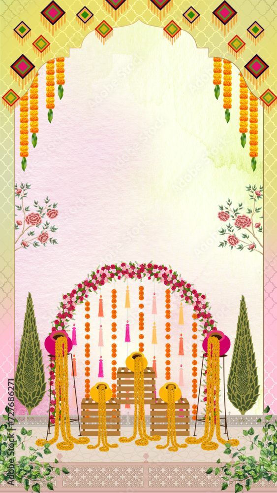 indian wedding haldi template invite Stock Vector | Adobe Stock