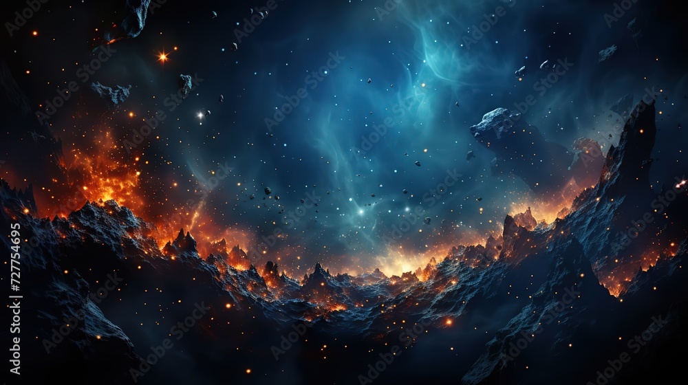 Illustration Stock A dark interstellar space serves as the perfect ...