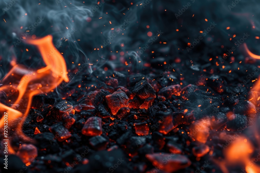 A close-up view of a bunch of hot coal. Perfect for illustrating ...