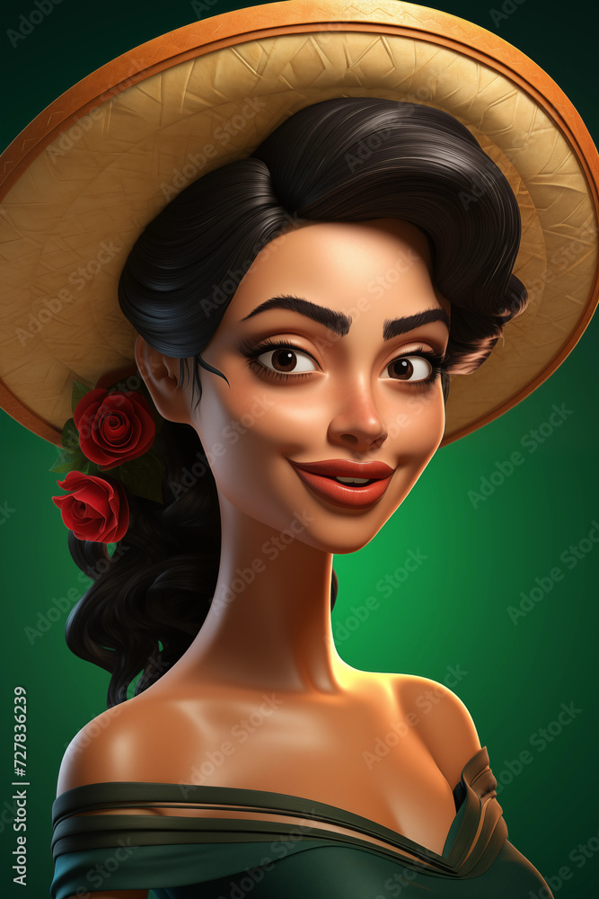 Caricature portrait of an sexy beauty Spanish Mexican woman woman ...