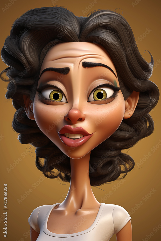 Caricature portrait of confused woman, funny avatar, advertisement ...