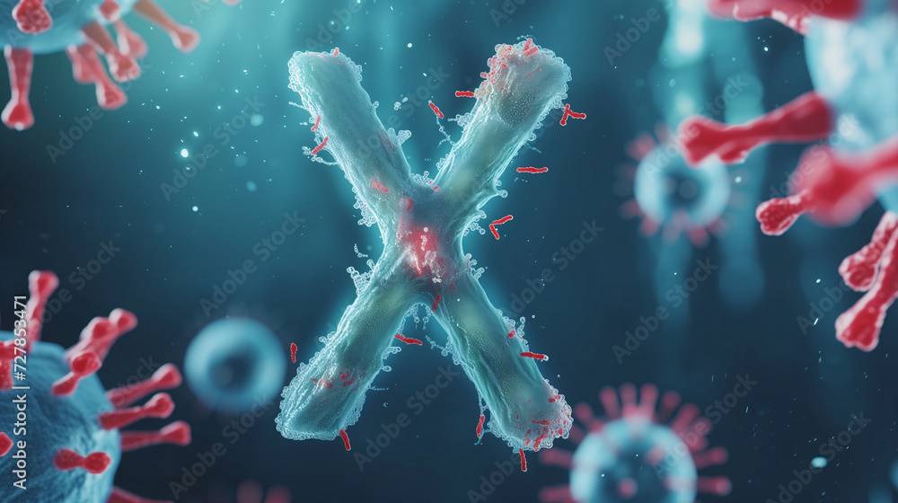 Virus particle marked with an X, Viral Danger, threat from Disease X a ...