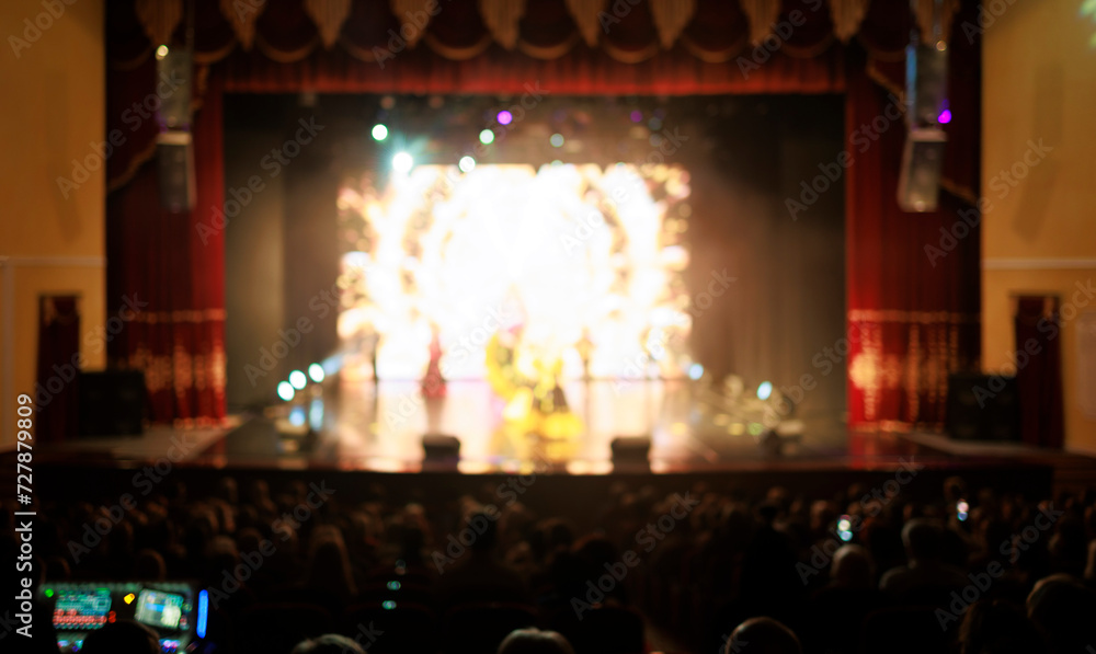 blur background, texture for design. Spotlights in the concert hall and ...