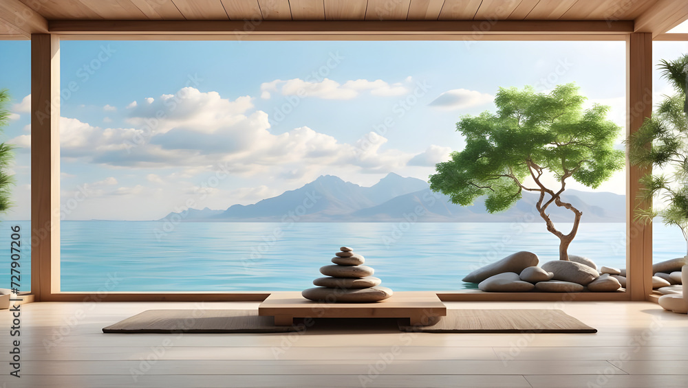 Beautiful and clean virtual background or backdrop for yoga, zen ...