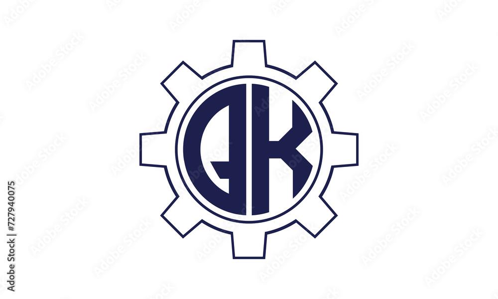 QK initial letter mechanical circle logo design vector template ...