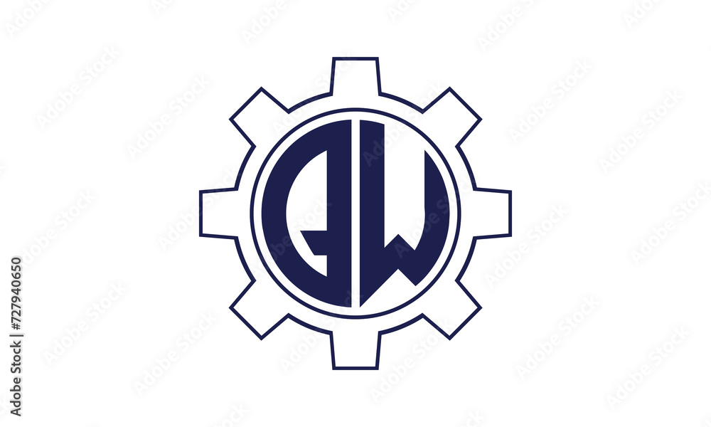 QW initial letter mechanical circle logo design vector template ...