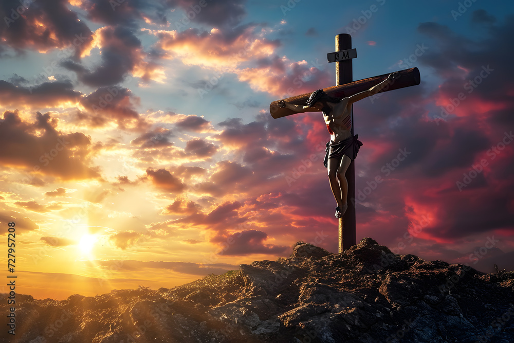 Crucifixion of Jesus Christ on the cross Stock Photo | Adobe Stock