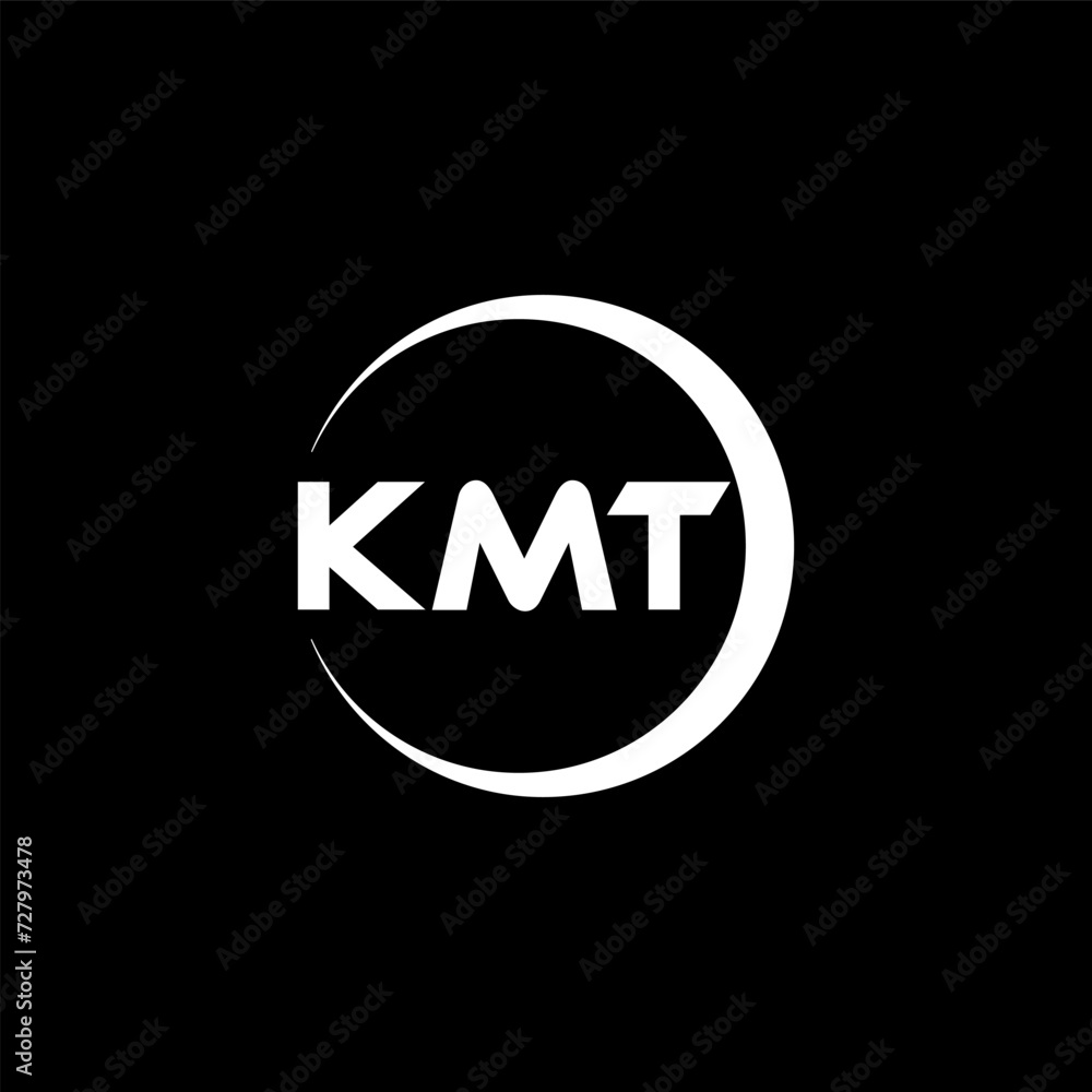 KMT letter logo design with black background in illustrator, cube logo ...