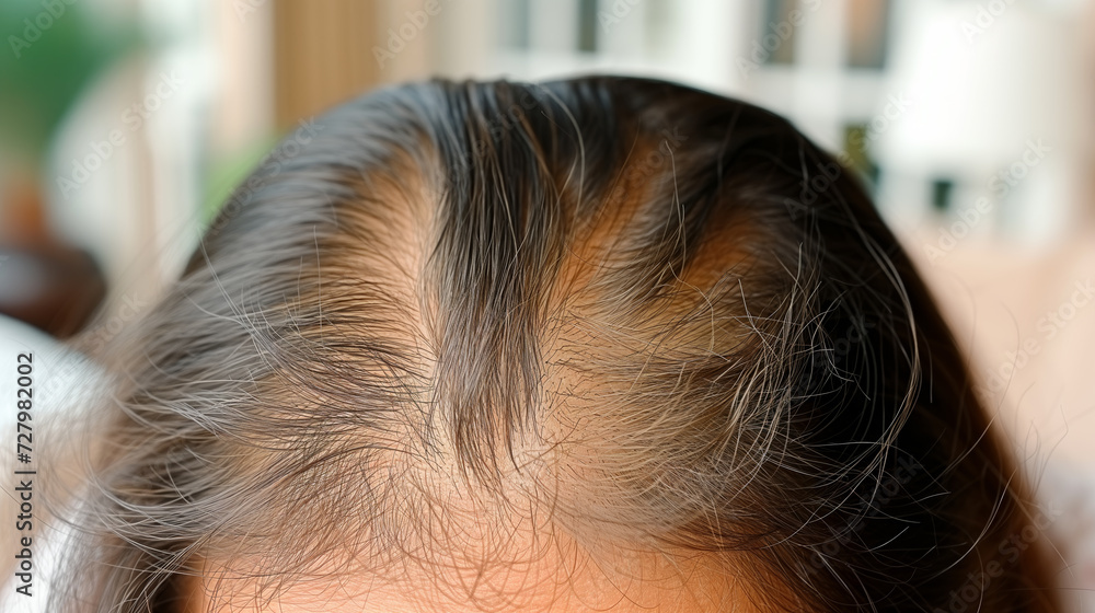 Scalp visible of a person with trichotillomania hair pulling disorder ...