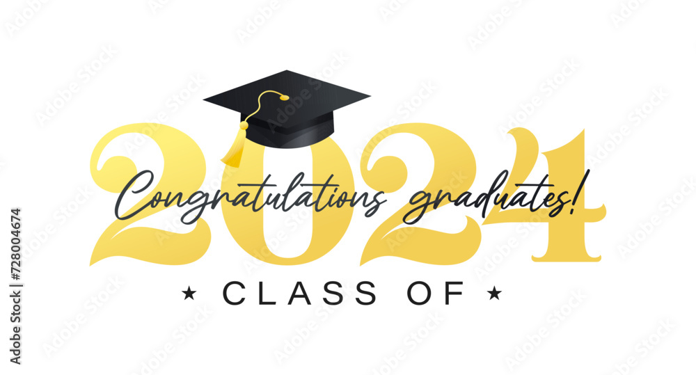 Congratulations graduates vector illustration. Class of 2024 elegant ...