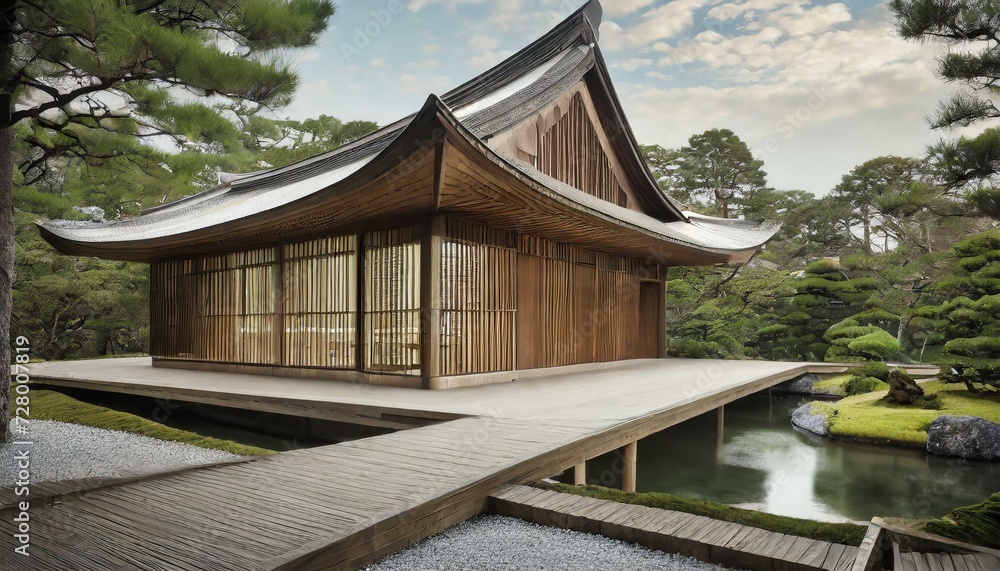 wooden concept image of modern architecture in the style of old ...