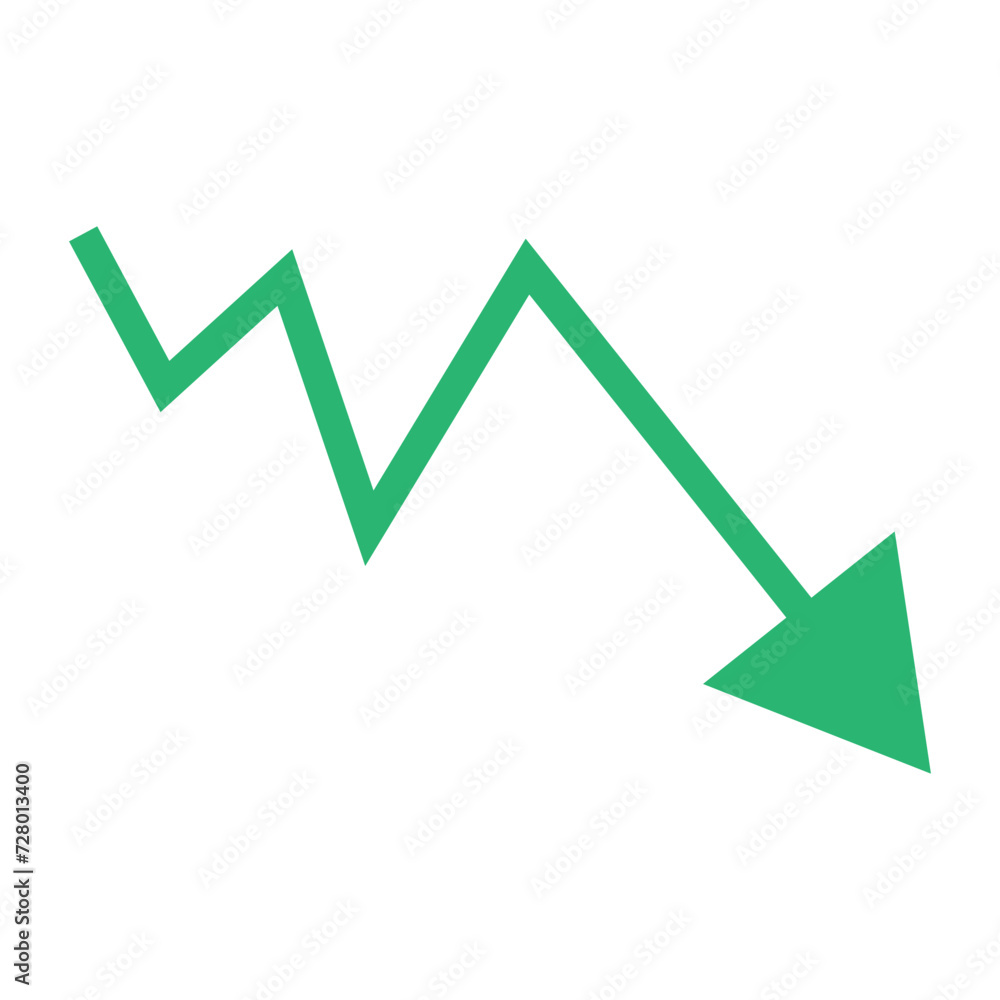 Red 3d arrow going down stock icon on white background. Bankruptcy ...