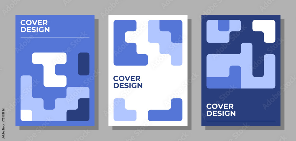 Set of vector A4 size abstract blue covers for flyers, posters ...