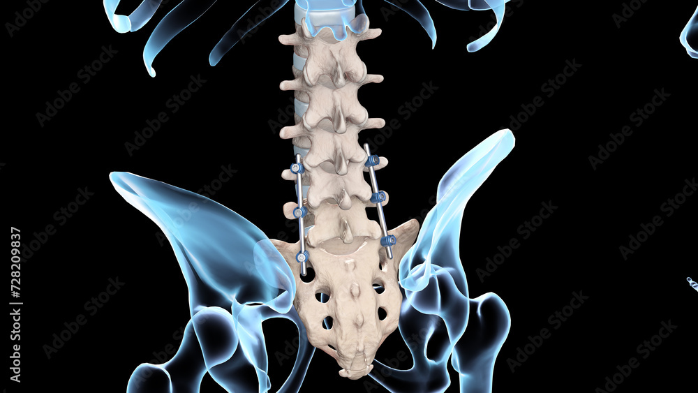 3D Medical Illustration of Posterior Lumbar Fusion with Pedicle Screws ...