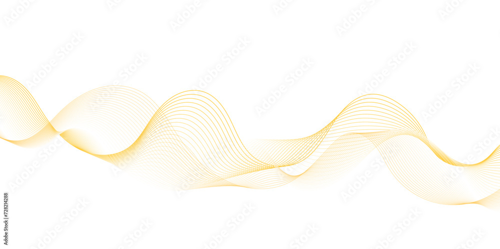 Golden, yellow wave, curve, ocean line on transparent background. shiny ...