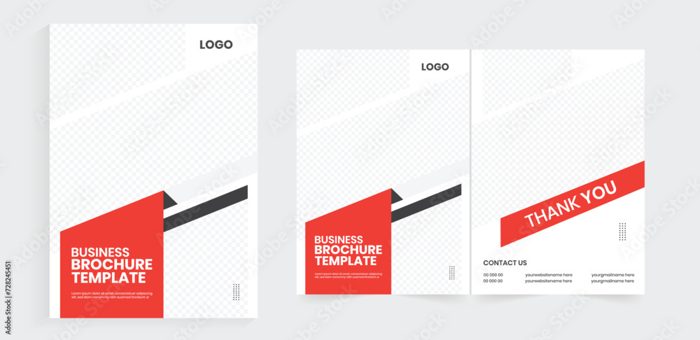 Bifold brochure design. Front and cover page folded brochure layout ...