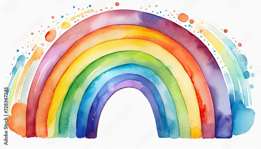 Cute hand painted watercolor rainbow. Illustration isolated on white ...