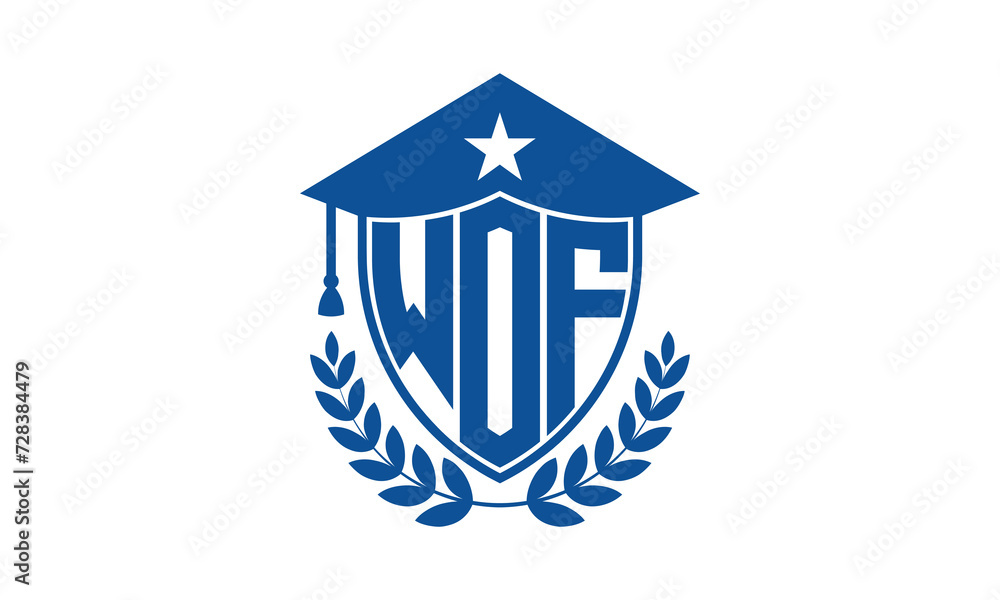 WOF three letter iconic academic logo design vector template. monogram ...