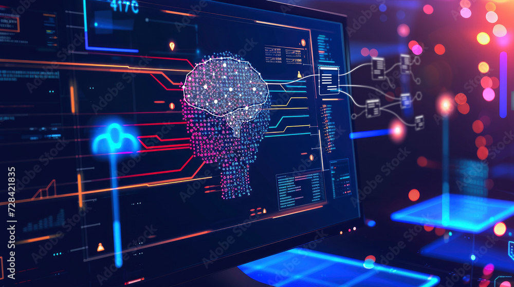 Capturing the future of tech, this image highlights an AI development ...