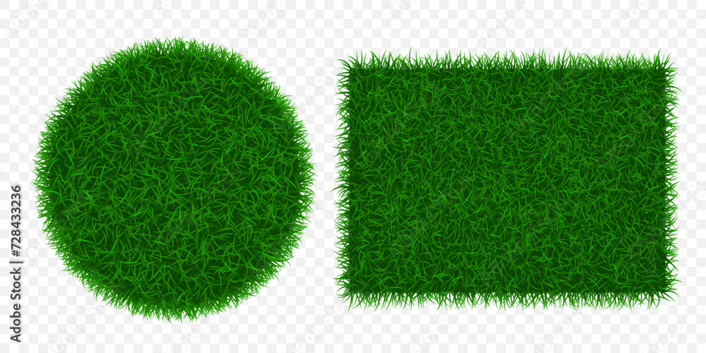 Banner with green grass texture. Template isolated on transparent ...