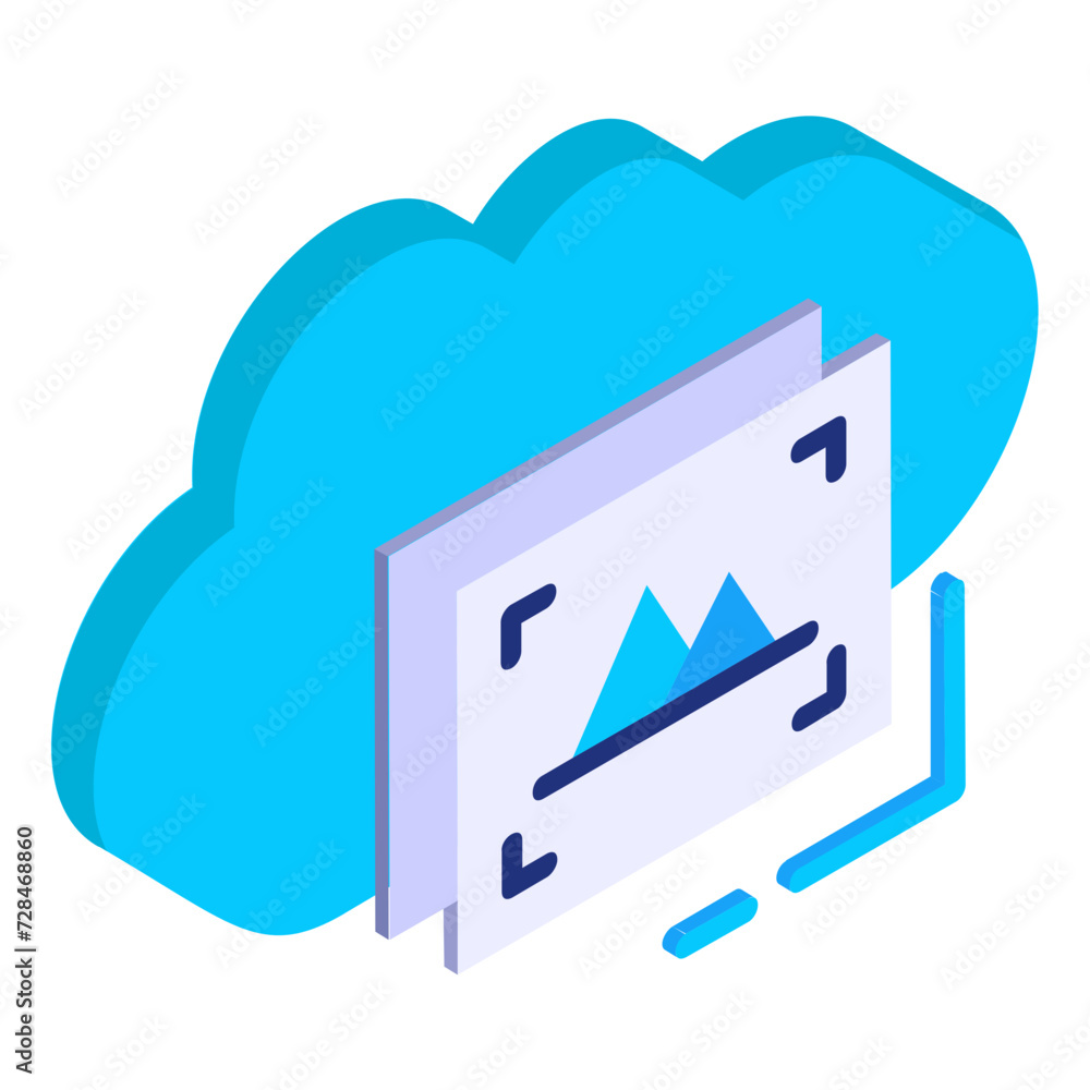 image upload or browse from cloud isometric concept, Remote URL for photo vector flat design ...