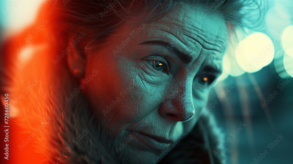 bitter unhappy old woman, grandma, caucasian, gray hair, sad fac Stock ...