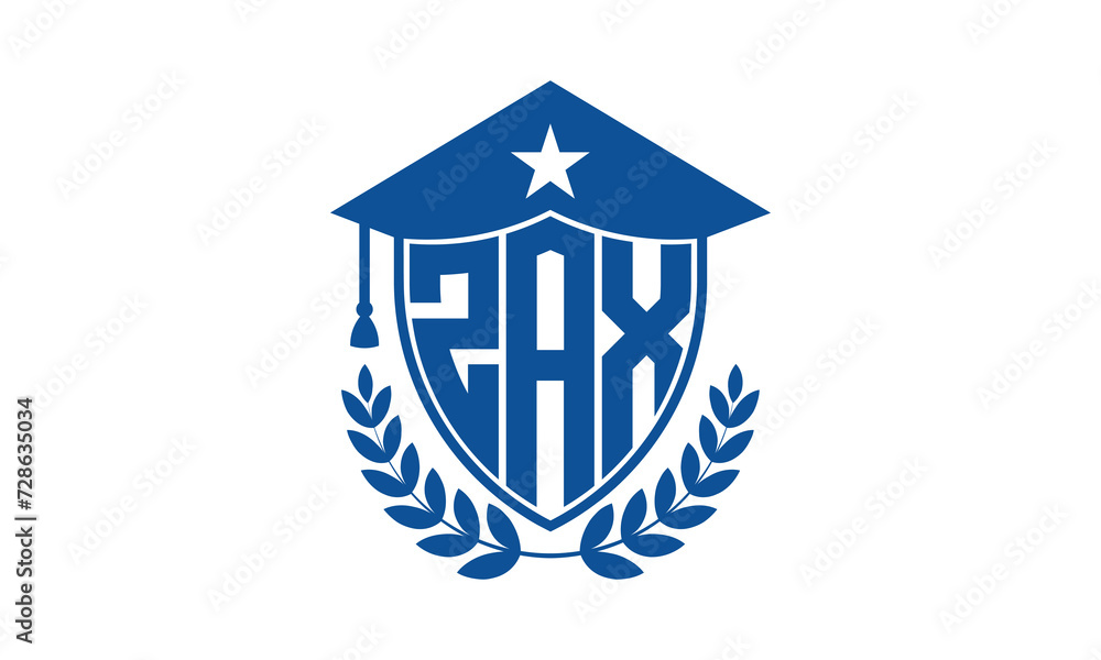 ZAX three letter iconic academic logo design vector template. monogram ...