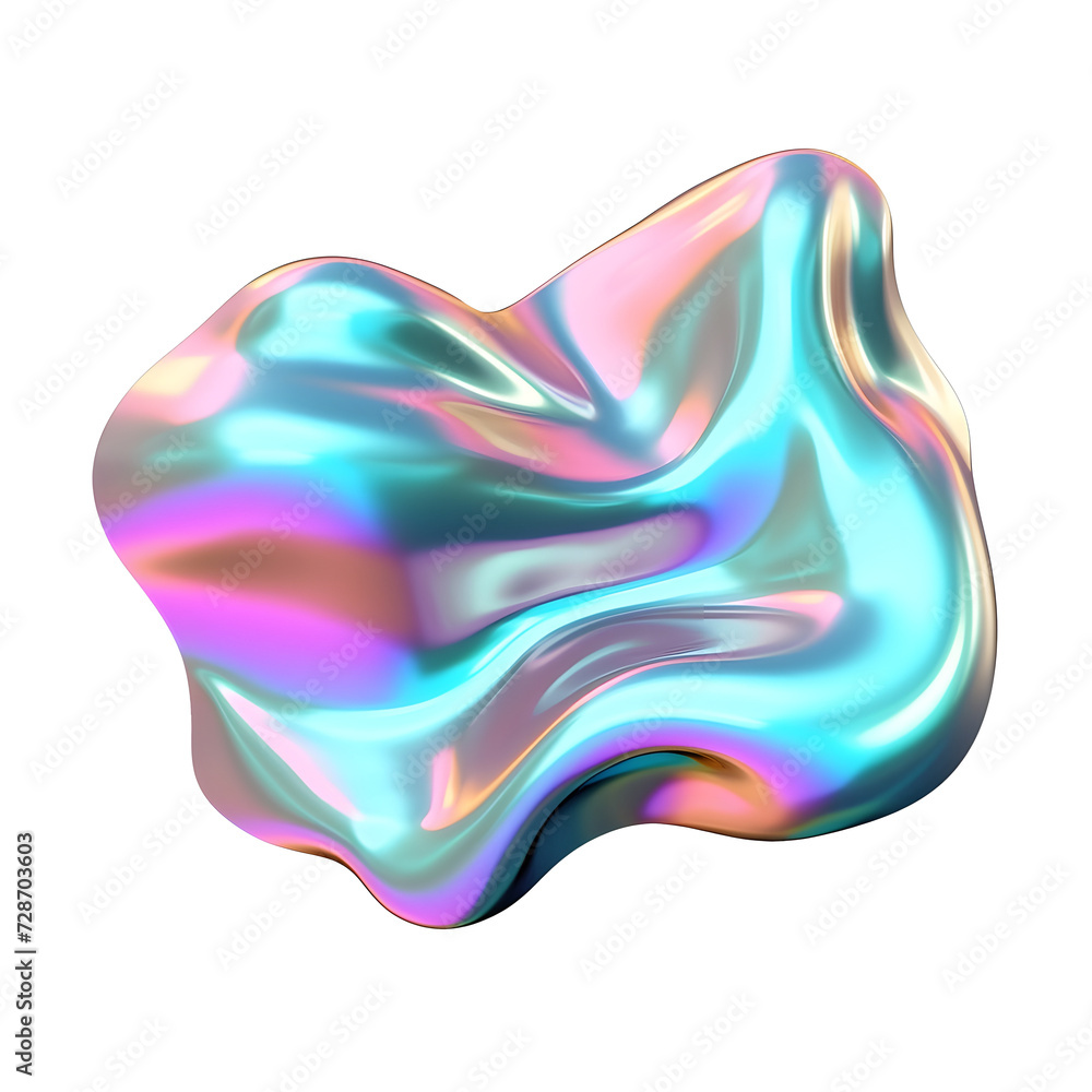 Liquid glass bubble, chrome Y2K liquid inflated, melted, metal object ...