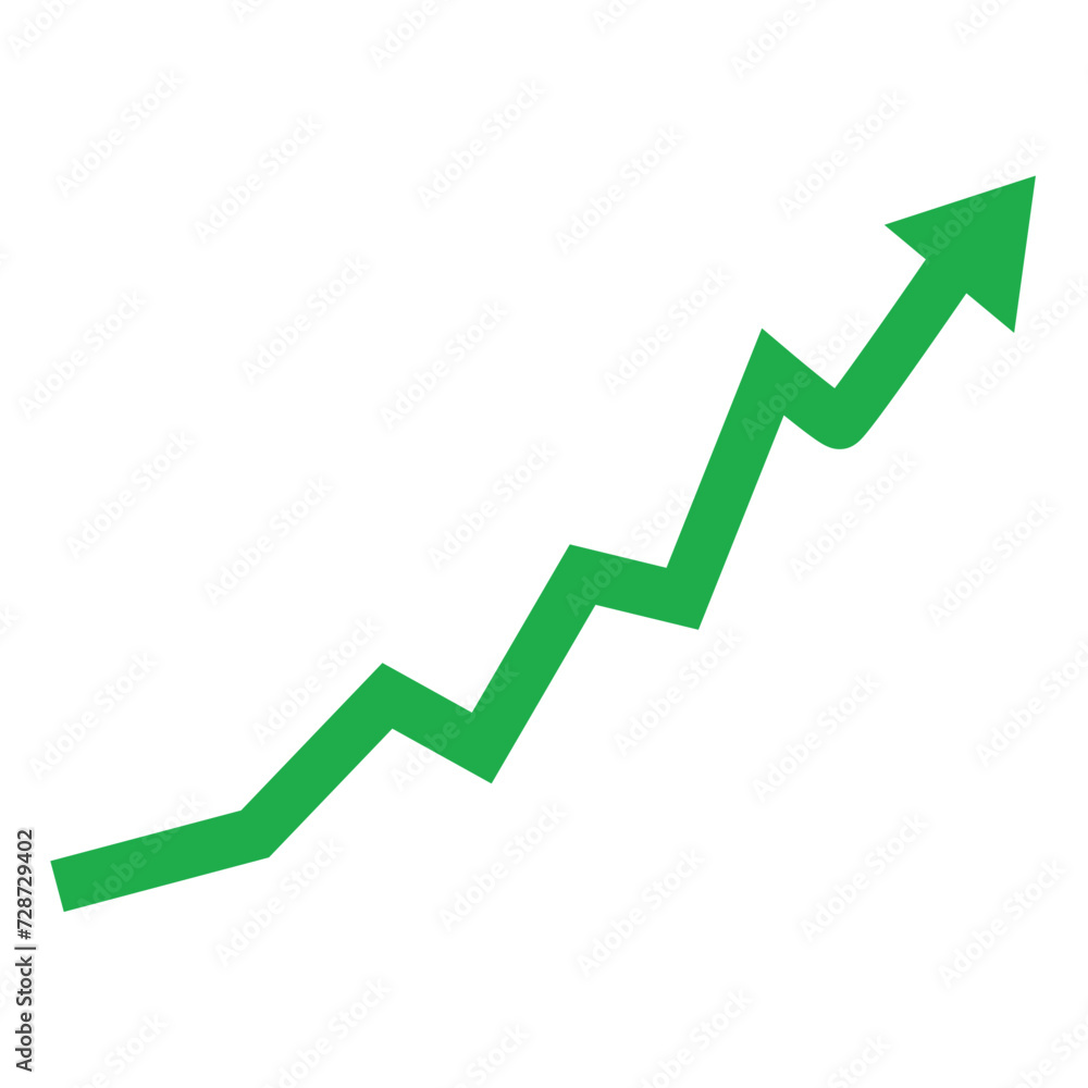 Graph going Up sign with green arrow vector. Flat design vector ...