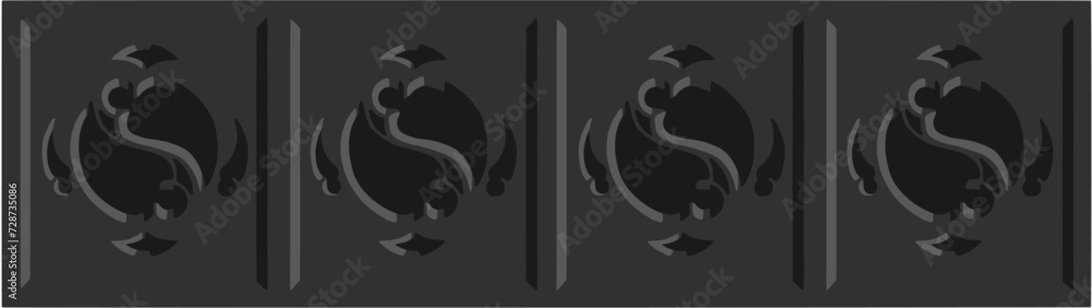 Gothic balustrade stylized drawing. Stone decorated wall illustration ...