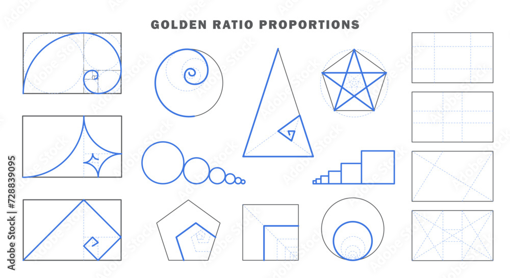 Golden ratio proportions template. Mathematics and geometry sequence ...