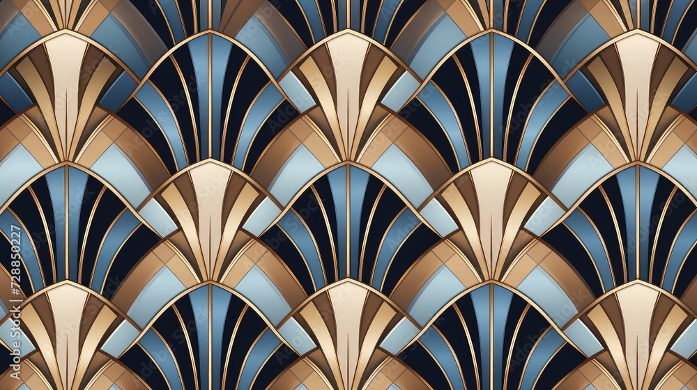 Vintage Art Deco Wallpaper Pattern: A Seamless Vector Design in Tan ...