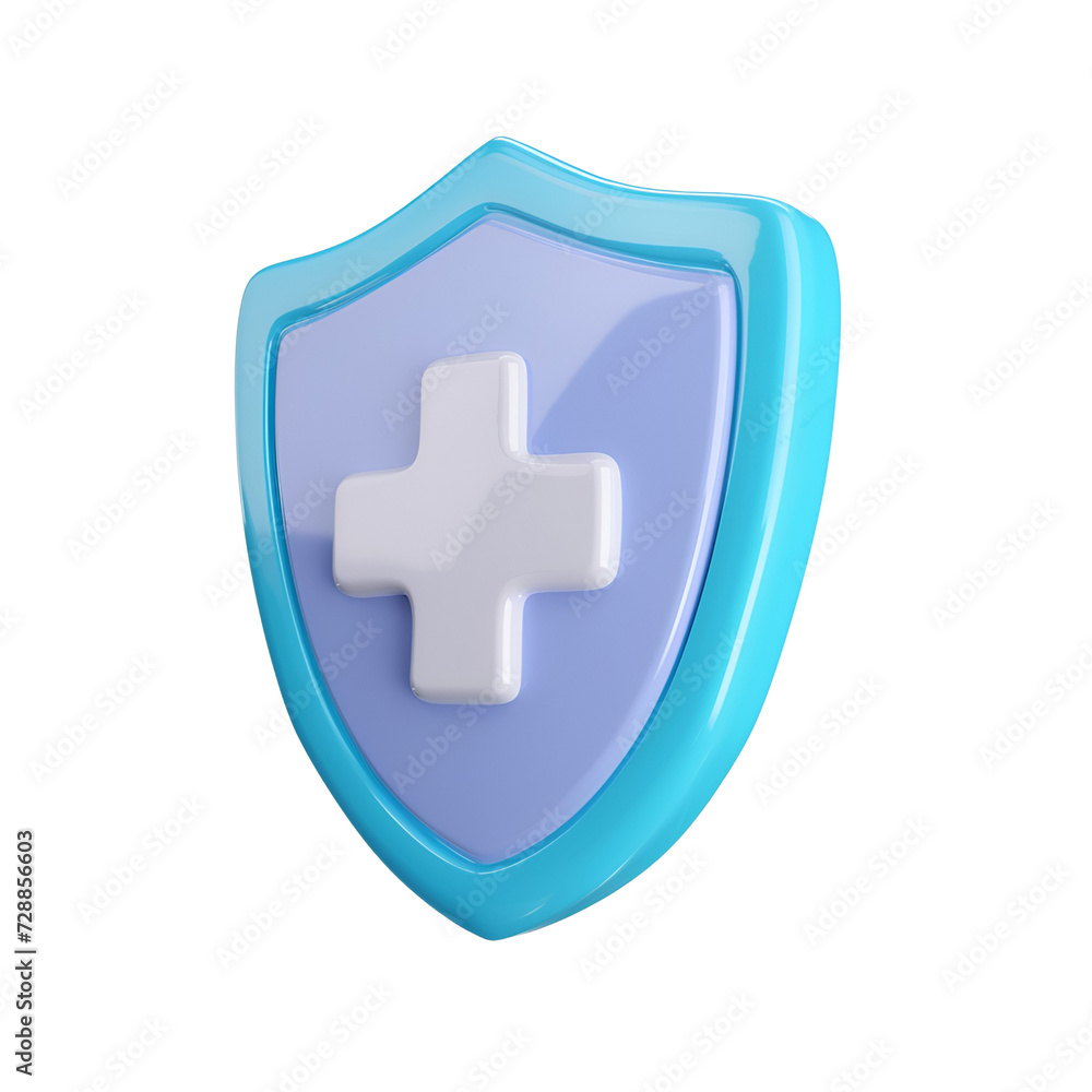 3D Illustration of Health Care Concept: Simple Cartoon Render of Blue ...